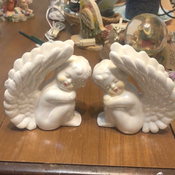 Accents | Vintage Cracker Barrel Set Of Two Porcelain Angels | Poshmark